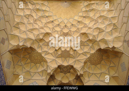 Ceiling of an Iwan, a vaulted open room in Jameh Mosque, Isfahan, Iran ...