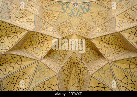 Ceiling of an Iwan, a vaulted open room in Jameh Mosque, Isfahan, Iran ...