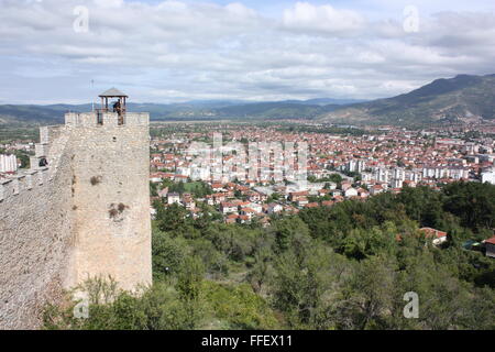 Macedonia, Ohrid & Car Samoil's Castle Tower with Macedonian Flag Stock ...