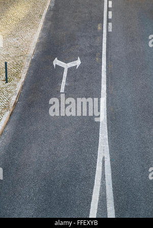 Street, road marking, arrows, directions, differently, light tracks ...