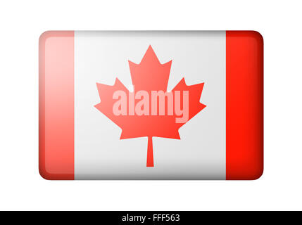 The Canadian flag. Rectangular matte icon. Isolated on white background ...