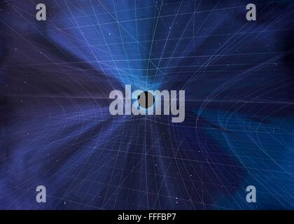 Curvature of space-time. Computer artwork of the Sun curving space-time ...