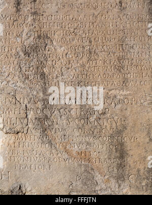 Greek Inscription on Ruins on Acropolis Parthenon Stock Photo: 79420134 ...