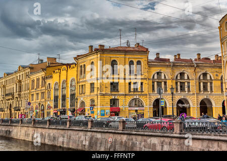 Saint Petersburg, Griboyedov canal embankment in autumn . St. Nicholas ...
