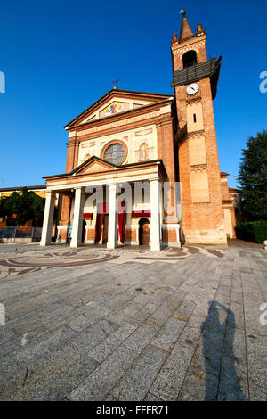 italy lombardy in the parabiago old church closed brick tower wall rose ...
