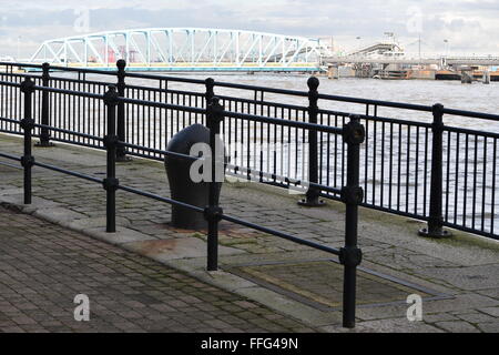 River Mersey Woodside Birkenhead landing stage on Wirral Peninsula for ...
