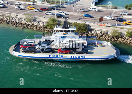 Fisher Island Car Ferry, Heron Stock Photo - Alamy