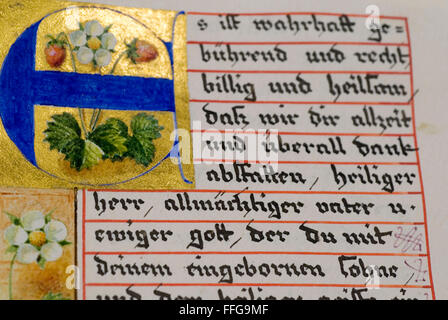 Historic, hand-written biblical script at a convent library, Germany ...