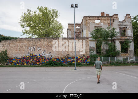 Abandoned building, detroyed during Bosnian War at Bulevar Street in ...