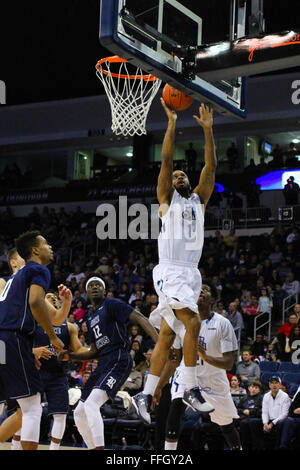 Old Dominion Monarchs guard Aaron Bacote (1) celebrates after a basket ...