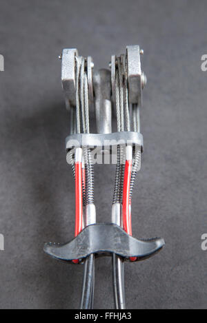 Close up view of a climbing friend gear, also known as spring-loaded ...
