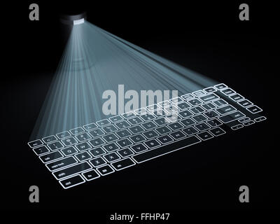 Conceptual virtual keyboard projected onto surface and hands of robot ...