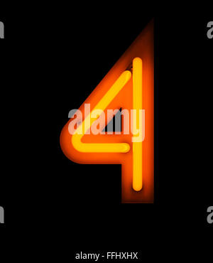 Neon digit four from neon alphabet collection isolated on black Stock ...