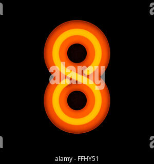 Neon digit eight from neon alphabet collection isolated on black Stock ...