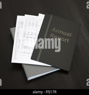 Annual report folders with paper close-up Stock Photo - Alamy