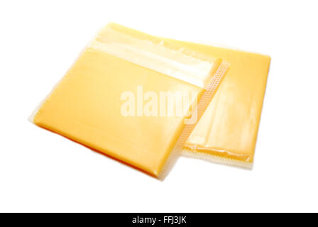Wrapped processed sliced cheese isolated on white Stock Photo - Alamy