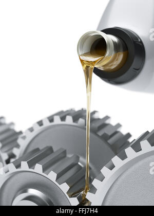 Oiling gears on white background Stock Photo - Alamy
