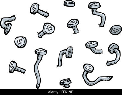 Illustration of a set of cartoon nails hardware for industry and home ...