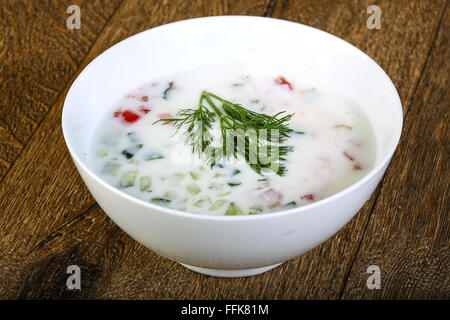 Cold kefir soup with dill and other herbs Stock Photo - Alamy