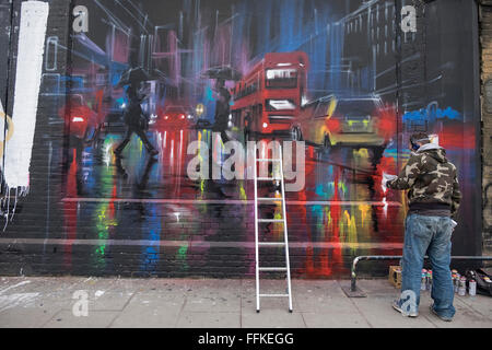 London, UK. 15th Febuary 2016. Graffiti artist Dan Kitchener ( DANK ...