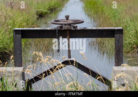 Irrigation canal gates or valves to regulate the flow of water into ...