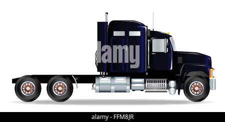 The front end of a large lorry over a white background with logistics ...
