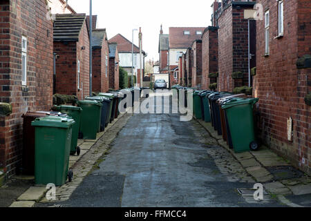 Domestic rubbish in a back lane during a refuse collectors strike, in a ...