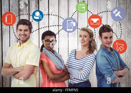 Happy creative team standing together Stock Photo - Alamy