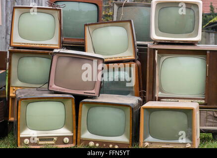 broadcast, television, collection of old television sets of the 50s ...
