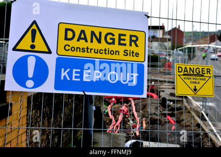 Road sign at the construction site. Keep left road sign at the city ...