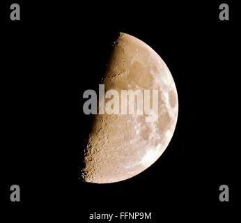 Half Moon close up. Astronomical body. Black deep cosmos space ...