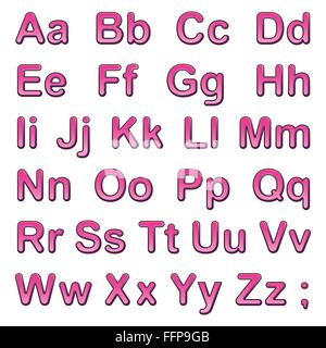 3D Pink Script Alphabet on light background. Cute Cursive Bubble font ...