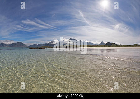 Sandbotnen, bay at Selfjorden, near Fredvang, Flakstad, Moskenesøya ...