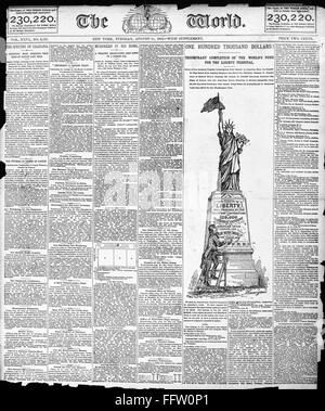 STATUE OF LIBERTY, 1885. /nFront page of 'Frank Leslie's Illustrated ...