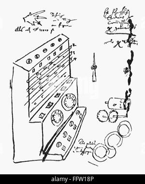 SCHICKARD CALCULATOR. /nSketch by Wilhelm Schickard of his design for a ...