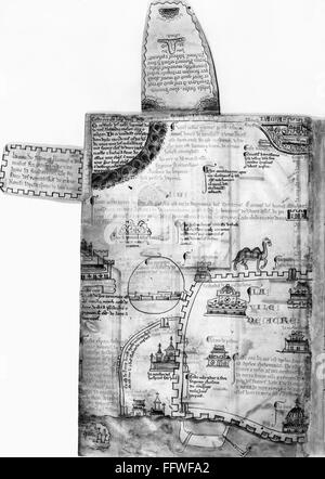 PILGRIMS' MAP, c1250. /nDetail, showing Canterbury and Dover, of a map ...
