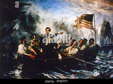 BATTLE OF LAKE ERIE, 1813. /nOliver Hazard Perry leaving his badly ...