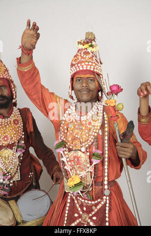 Gondhali from Sholapur District playing drums ,Maharashtra , India MR ...