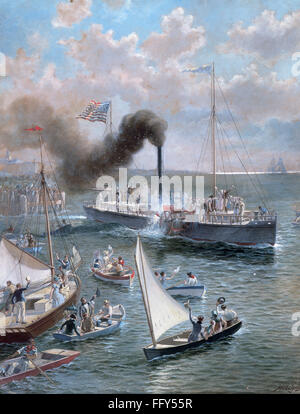 ROBERT FULTON'S CLERMONT. /nRobert Fulton's first steamboat, 'Clermont ...