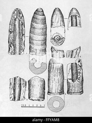 NEOLITHIC PHALLUS FIGURES. /nDiagram illustrating clay phallic figures ...