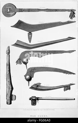 NATIVE WAR CLUBS 1853 Stock Photo - Alamy
