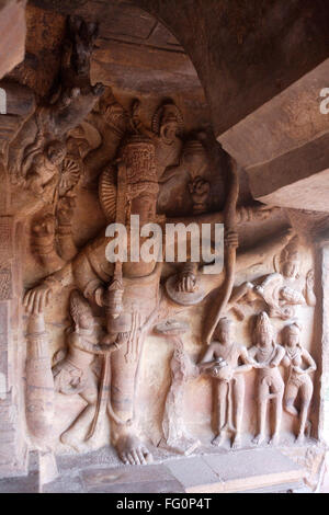 Sculpture of Lord Vishnu as a Trivikrama, Badami Rock cut Caves, Badami ...