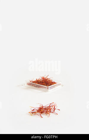 Indian spice, Saffron Kesar Crocus sativus on white background Stock ...