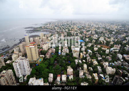 aerial view of bandra band stand with taj lands end and bandra worli ...