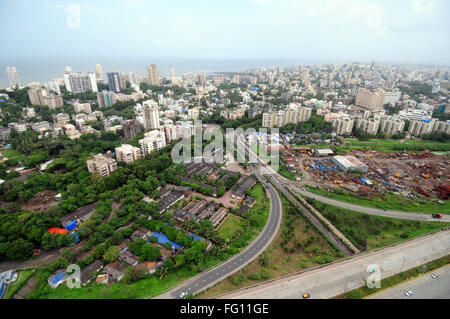 aerial view of Bandra reclamation ; Bombay Mumbai ; Maharashtra ; India ...