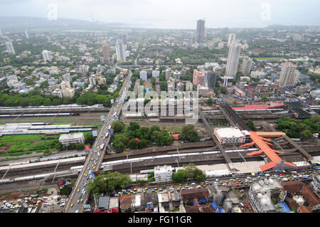 aerial view of dadar station with tilak bridge ; Bombay Mumbai ...