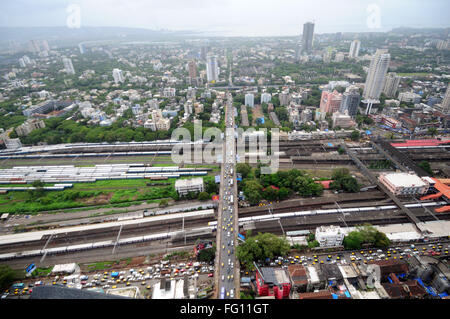 aerial view of tilak bridge ; Dadar ; Bombay Mumbai ; Maharashtra ...