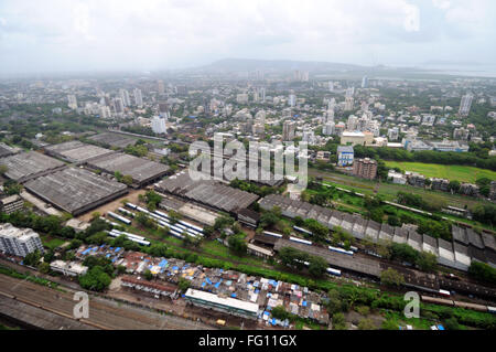 aerial view of matunga road station with bridge and labour camp ...