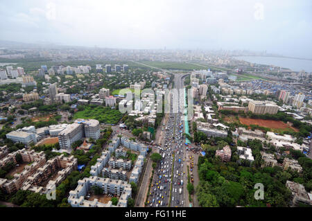 aerial view of bandra with western express highway ; Bombay Mumbai ...