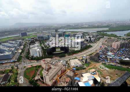 Aerial view of Bandra Kurla Complex and slums at Bombay Mumbai ...